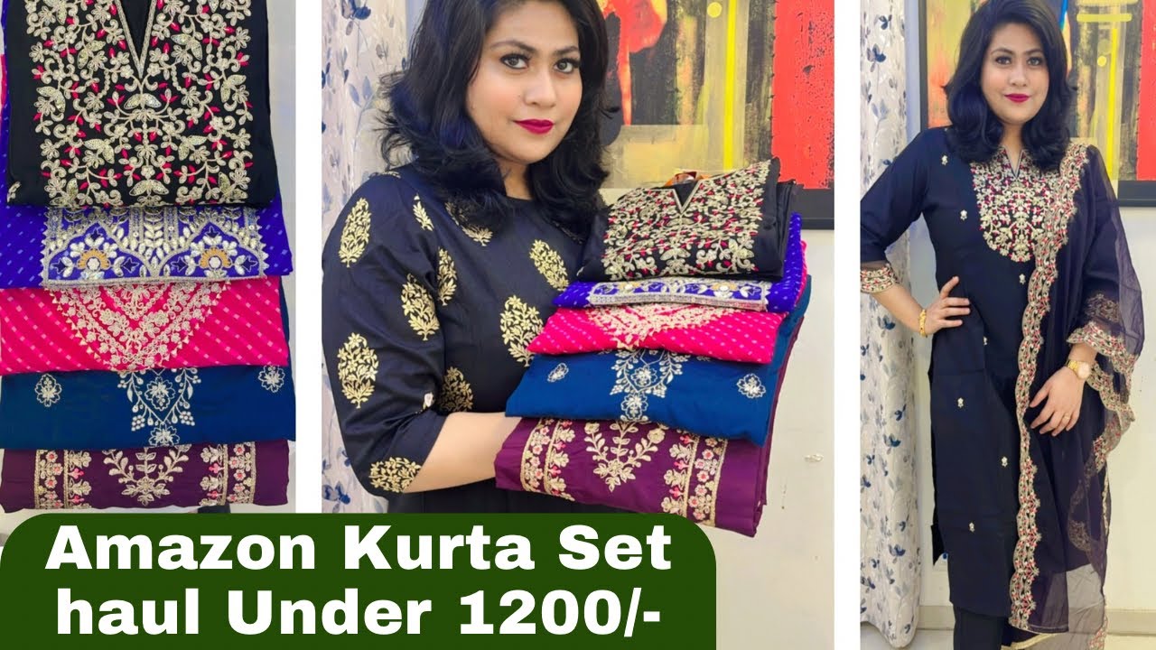 Amazon kurta set haul | Embroidered kurta set haul - YouTube