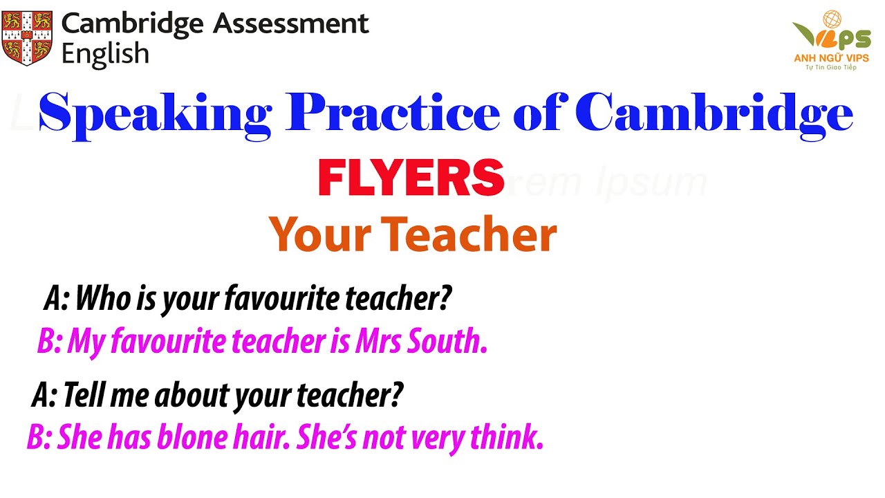 Speaking Practice - FLYERS - Your Teacher - YouTube