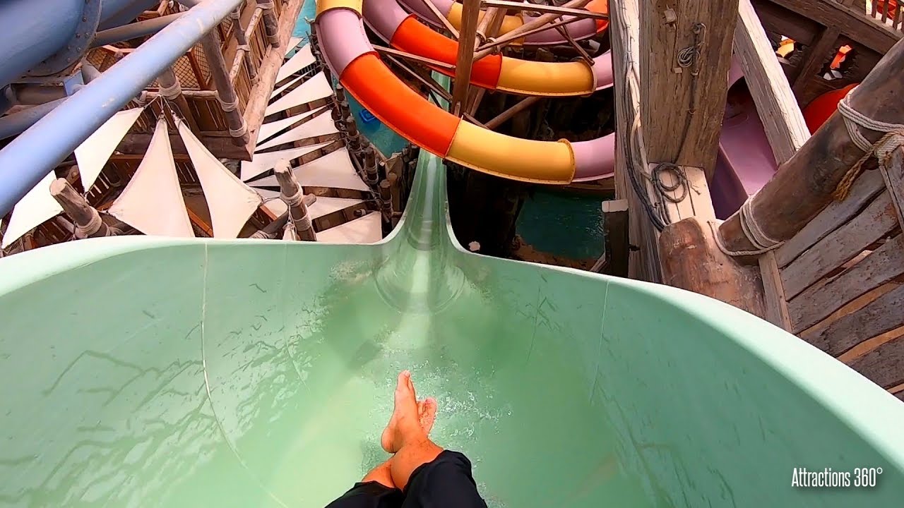 [HD] Trap Door Looping Waterslide & Free Fall Slide POV - YAS ...