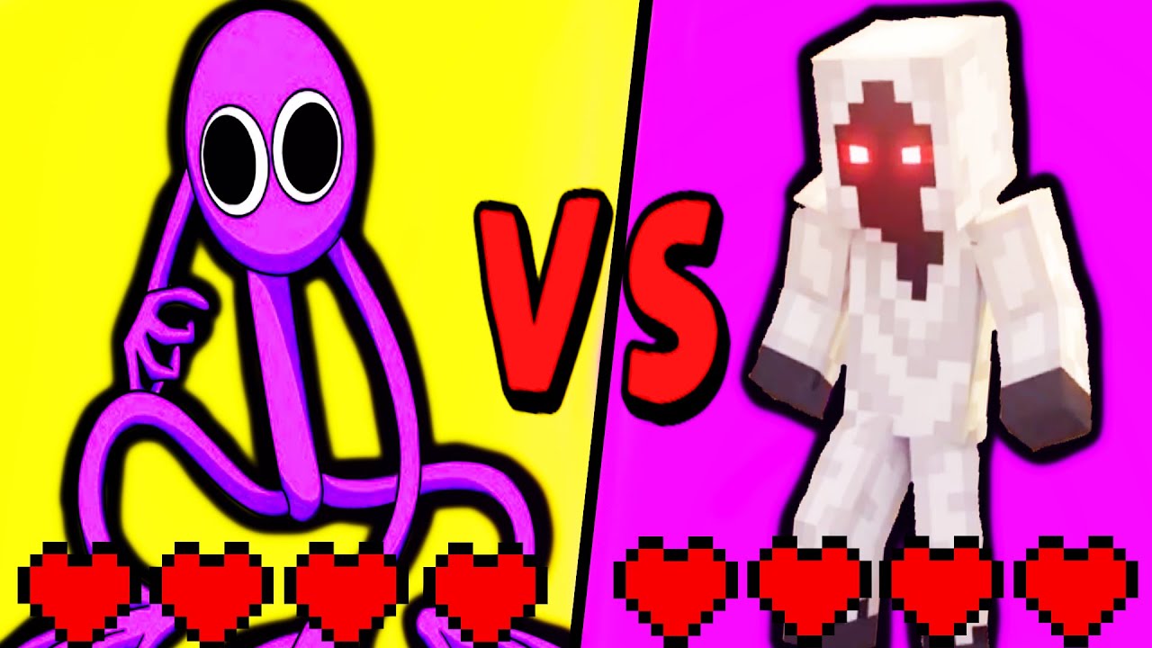 Purple Rainbow Friends Vs Entity 303 battle in minecraft - YouTube