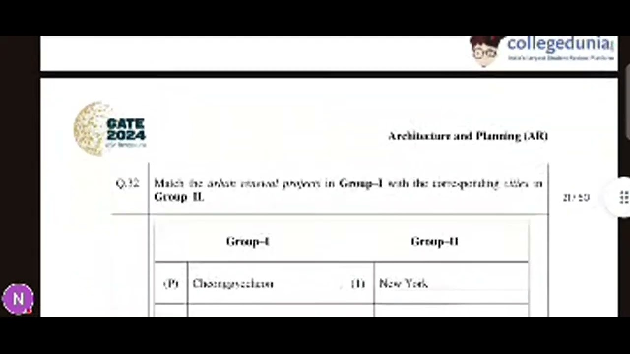 GATE 2024 ARCHITECTURE & PLANING QUESTION PAPER - YouTube