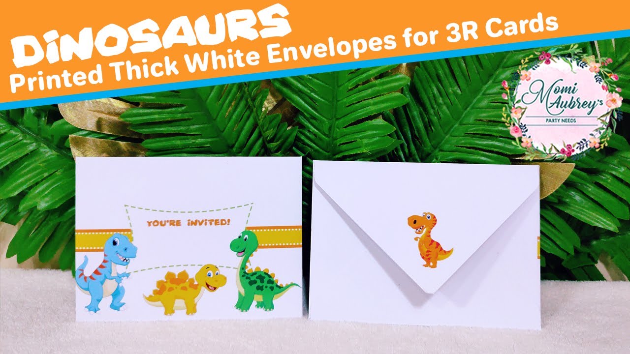 Dinosaurs Theme Printed Thick White Envelopes for 3R Invitation Cards ...