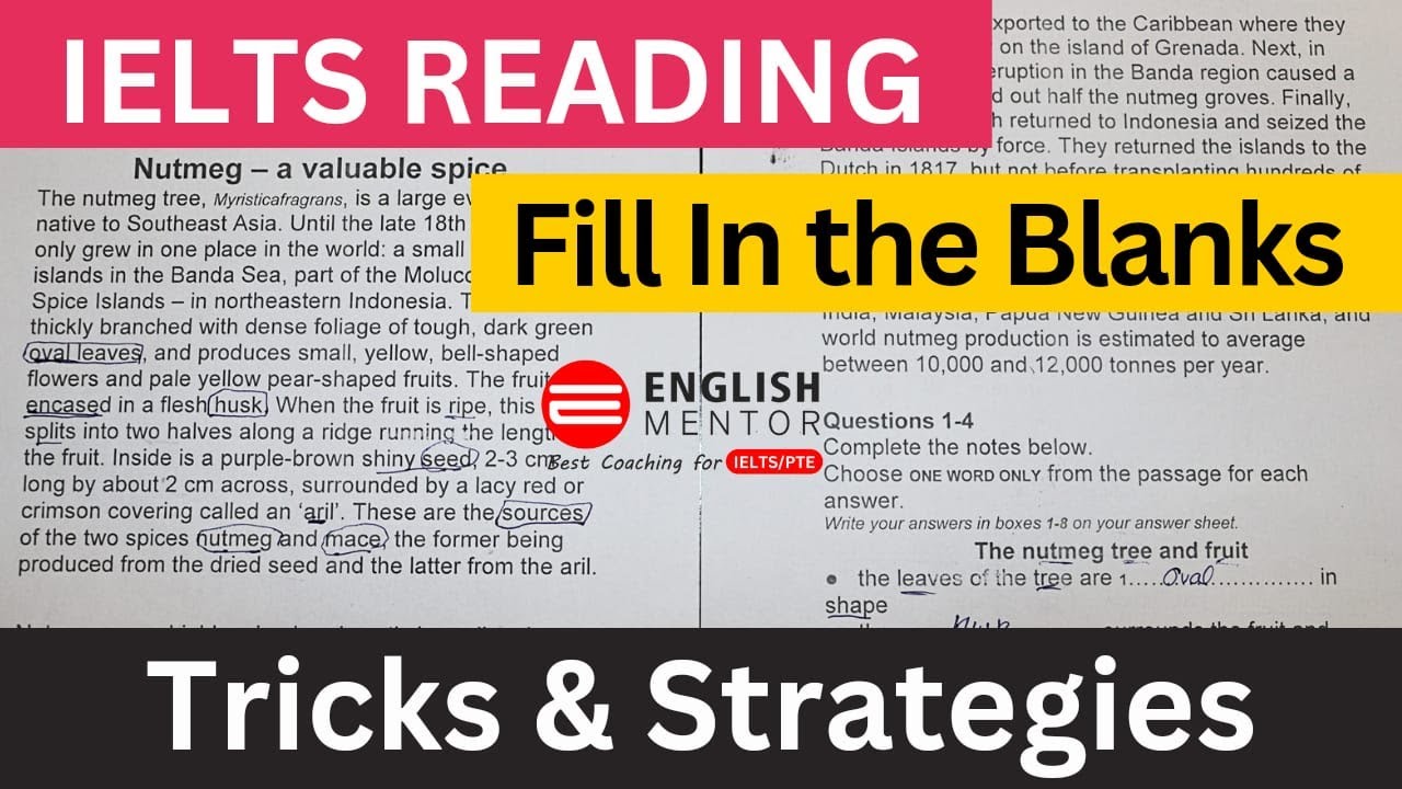 IELTS Reading - Fill in the blanks tips tricks and strategies - YouTube