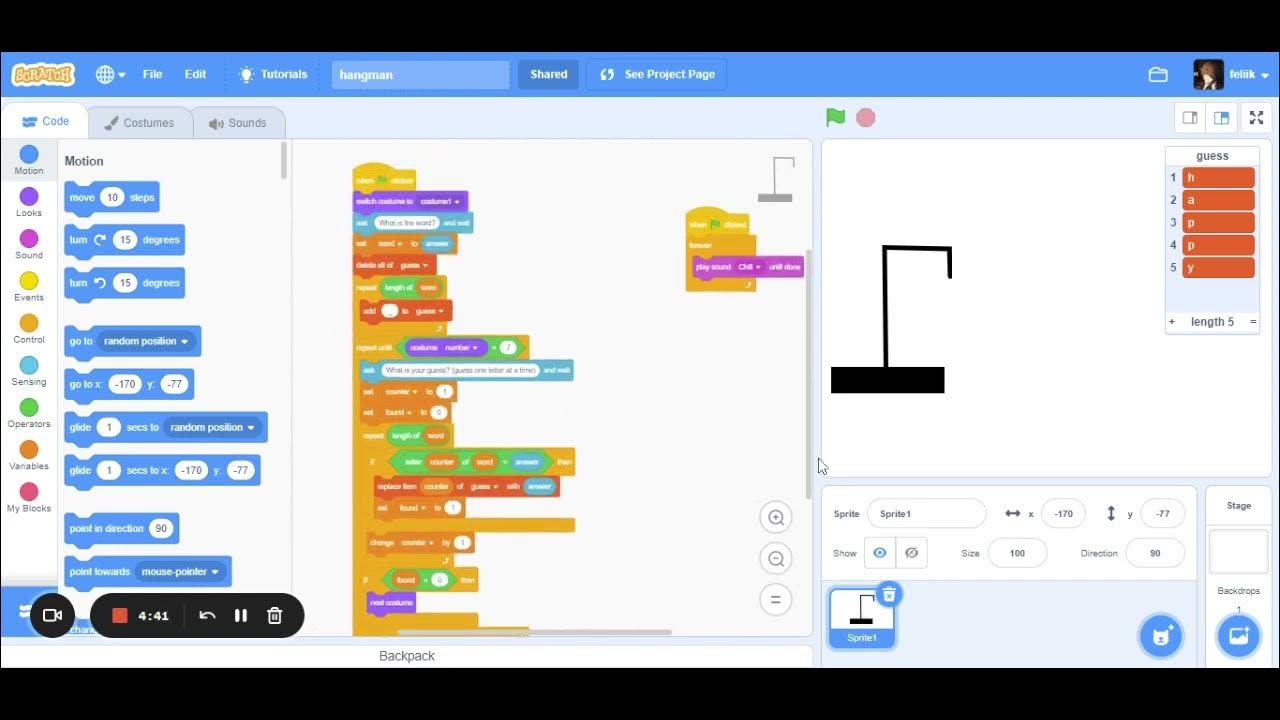 hangman on Scratch - YouTube