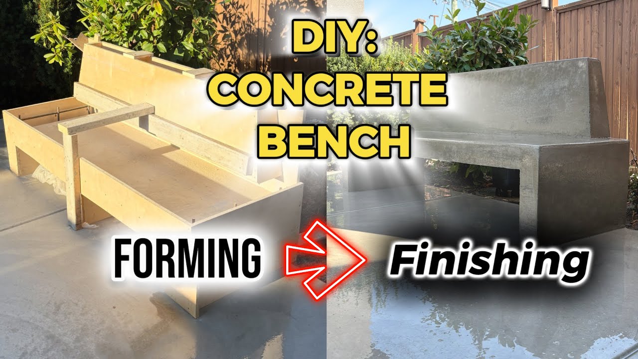 DIY Concrete Bench | Forming, Pouring & Finishing | Step by Step ...