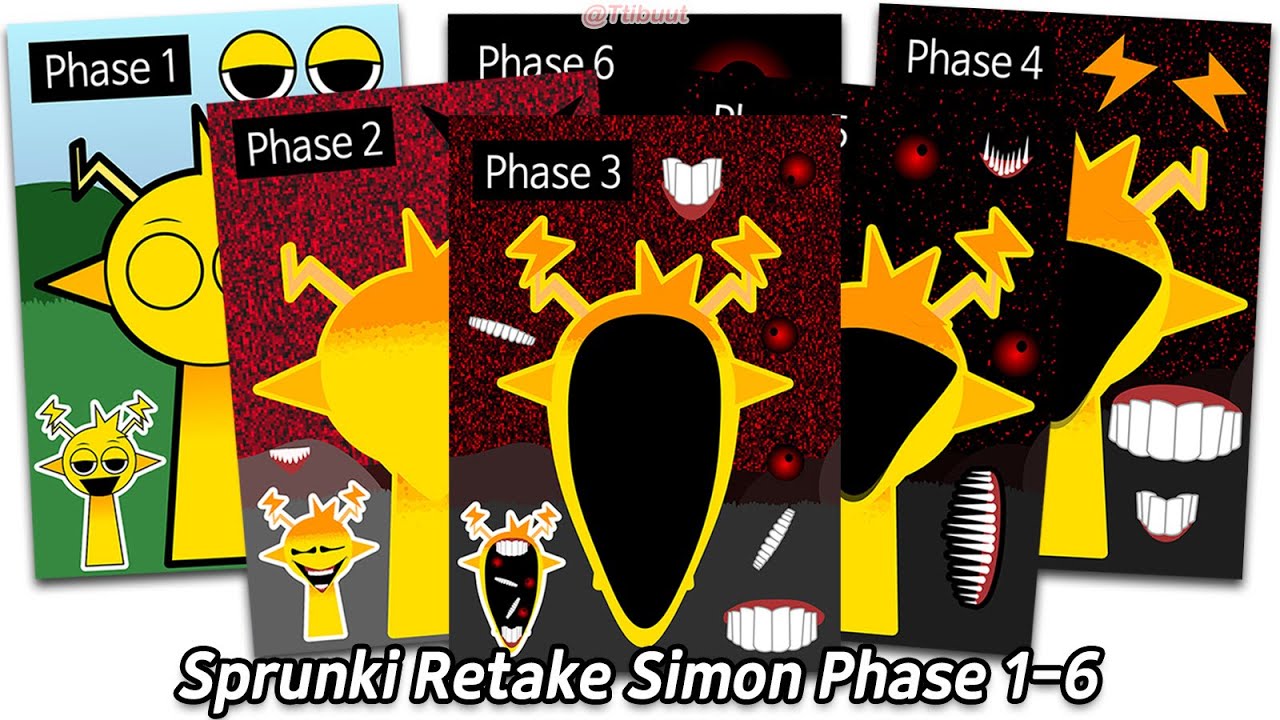 Sprunki Retake Simon Phase1 - Phase6 Sticker Book 스프런키 리테이크 사이먼 1-6 단계 ...