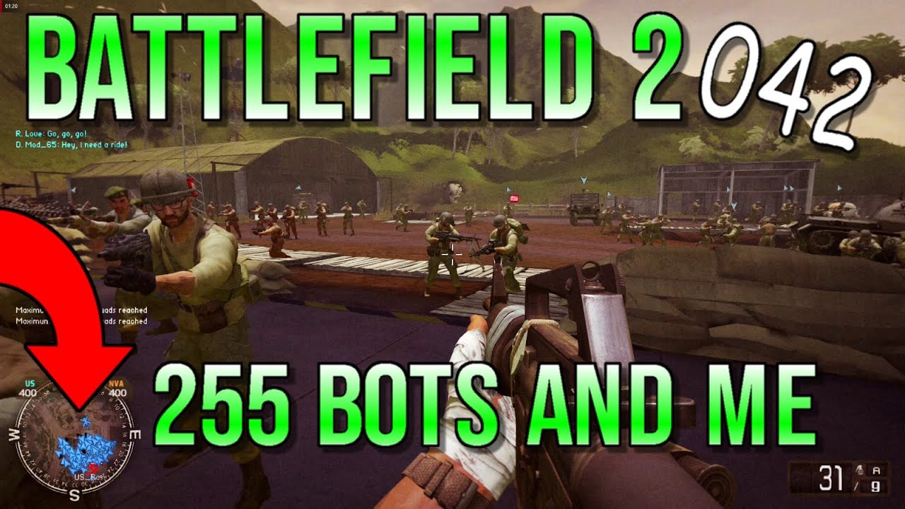 255 Battlefield Bots and me... (Mods like Portal) - YouTube
