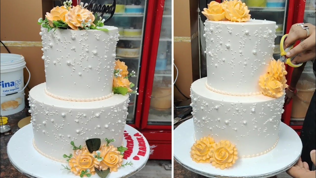 Most Beautiful Engagement Cake Design Idea 2024 | 2 Step Cake Design ...