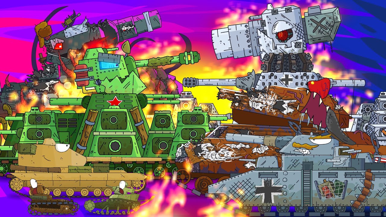 Enemy tanks surrounded our army. World of tanks cartoon. Monster Truck ...