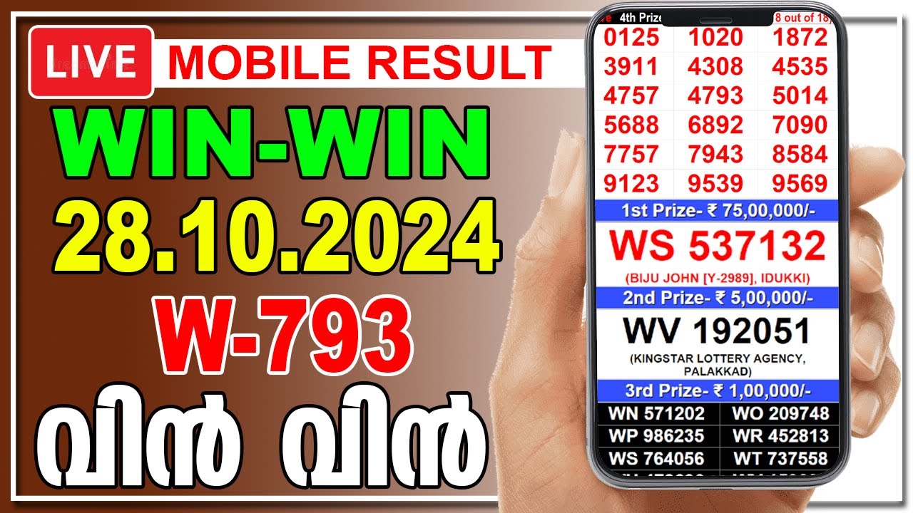 Live Kerala Lottery Result |WIN-WIN | W-793 | 28.10.2024 | വിൻ-വി ...