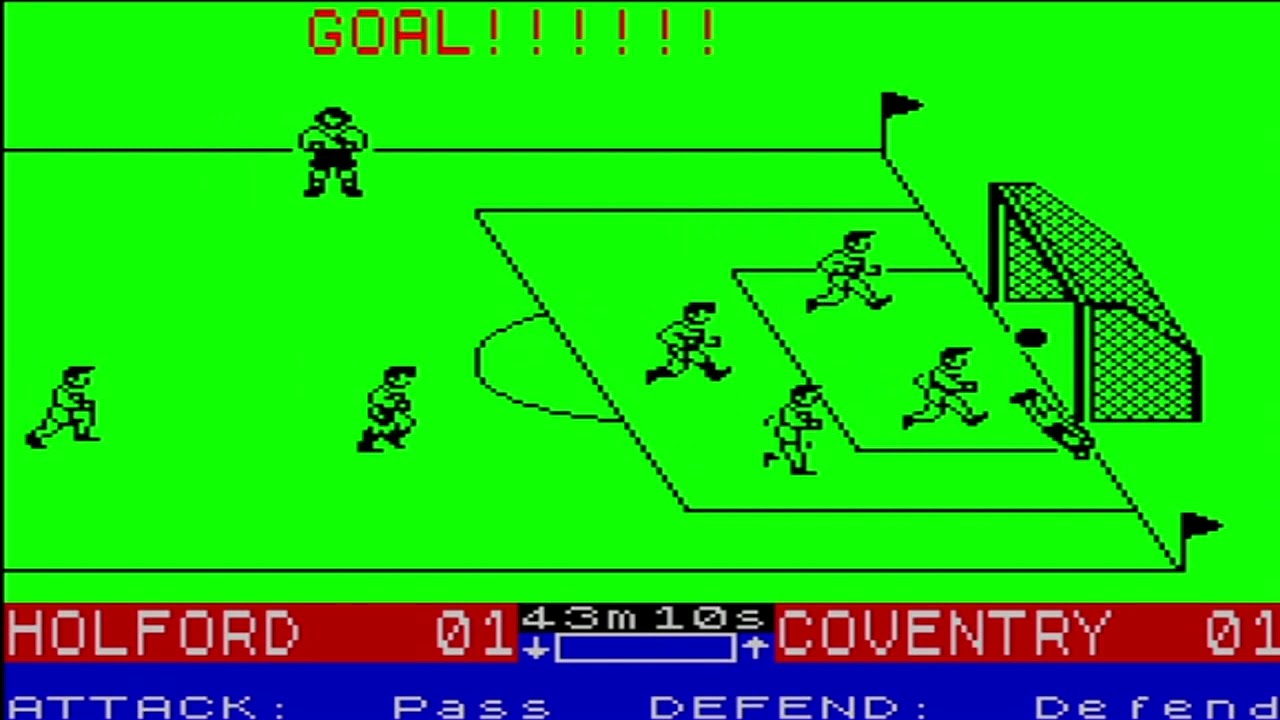 Gary Lineker's Superstar Soccer ZX spectrum - scoring a goal from ...