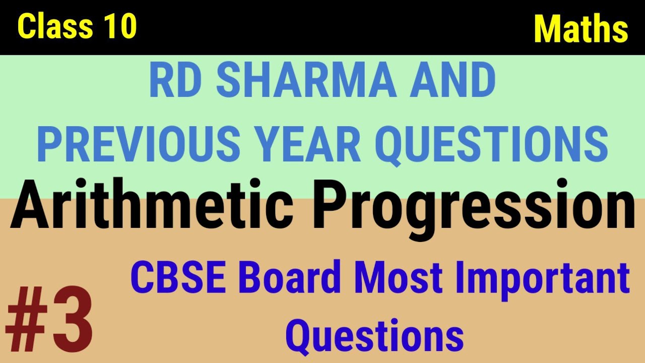Arithmetic Progression | CBSE Most Important Previous Yr Questions ...