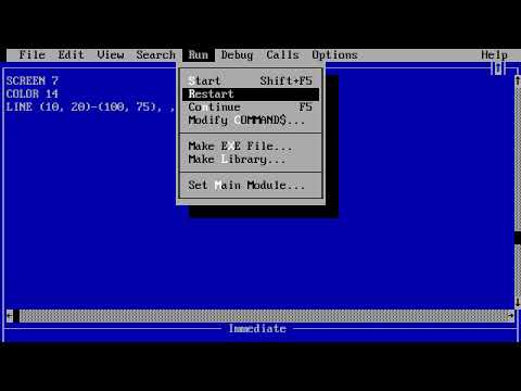 Drawing a Yellow Rectangle in QuickBASIC 4.5 - YouTube