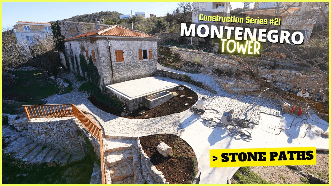 Flat stone paths and terraces & stone wall restoration [Montenegro ...