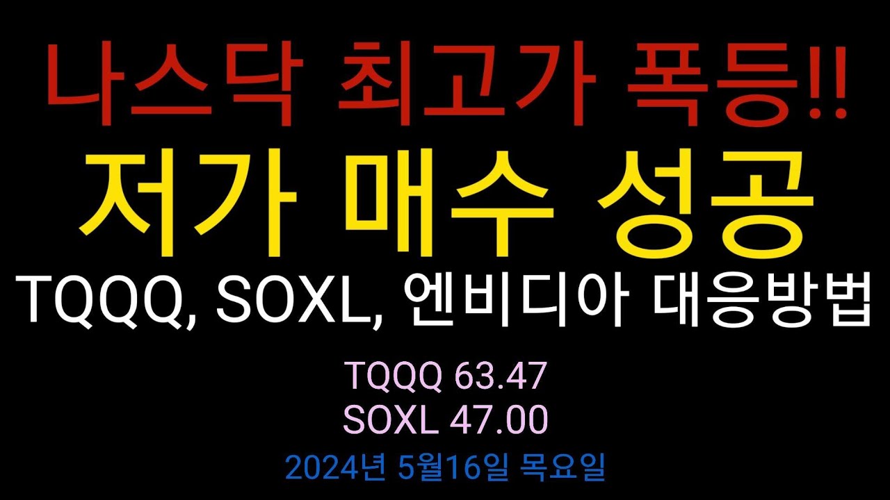 나스닥 최고가 폭등!! 저가 매수 성공 TQQQ, SOXL, 엔비디아 대응방법. #미국주식 #bnku #반도체 - YouTube