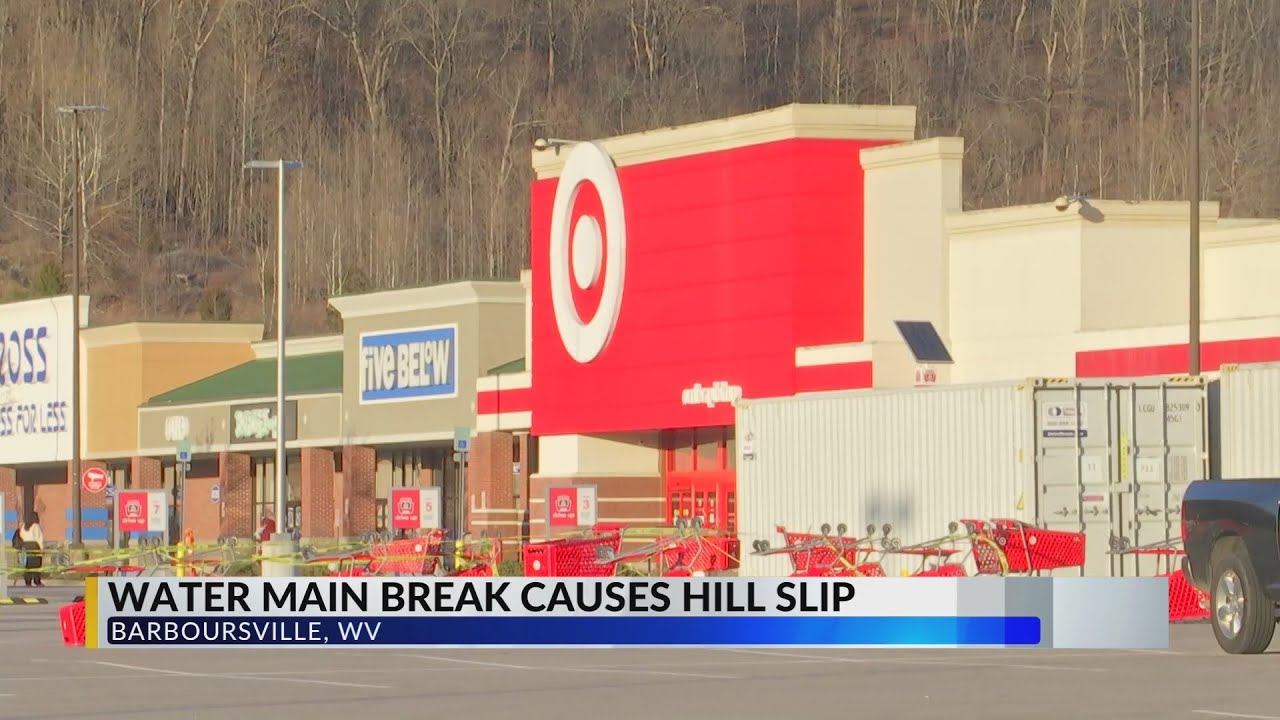Water main break behind shopping plaza in Barboursville closes Target ...