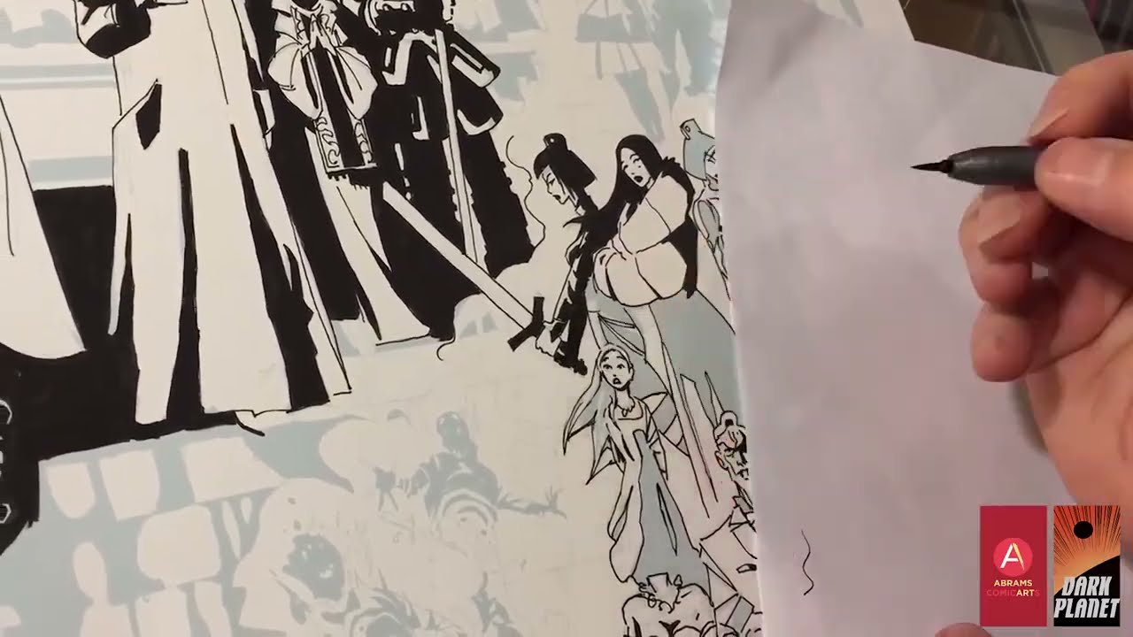Inking a Comic Book Splash Page - YouTube
