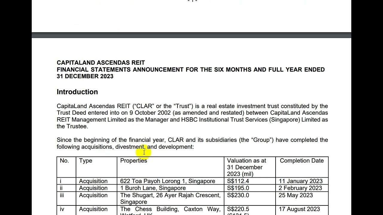 CapitaLand Ascendas REIT FY2023 Report: A quick first glance (1 Feb 2024 update) - YouTube