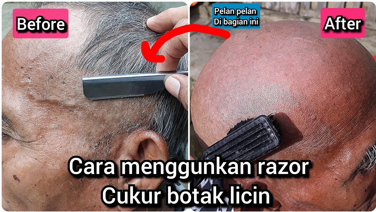 cara menggunakan razor ketika cukur botak licin - HEAD SHAVE ASMR - YouTube