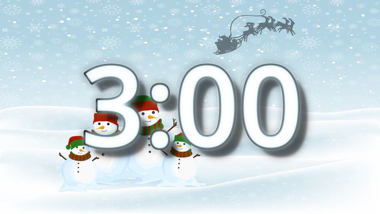 3 Minute Cute Winter Snowman Countdown Timer (Soothing Wind Chimes ...