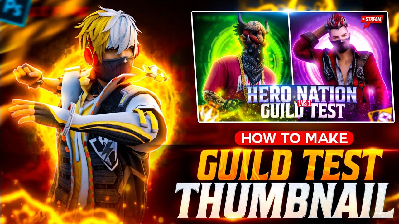 HOW TO MAKE GUILD TEST THUMBNAIL 😍 AND GLOWING 🔥 EASY THUMBNAIL ...