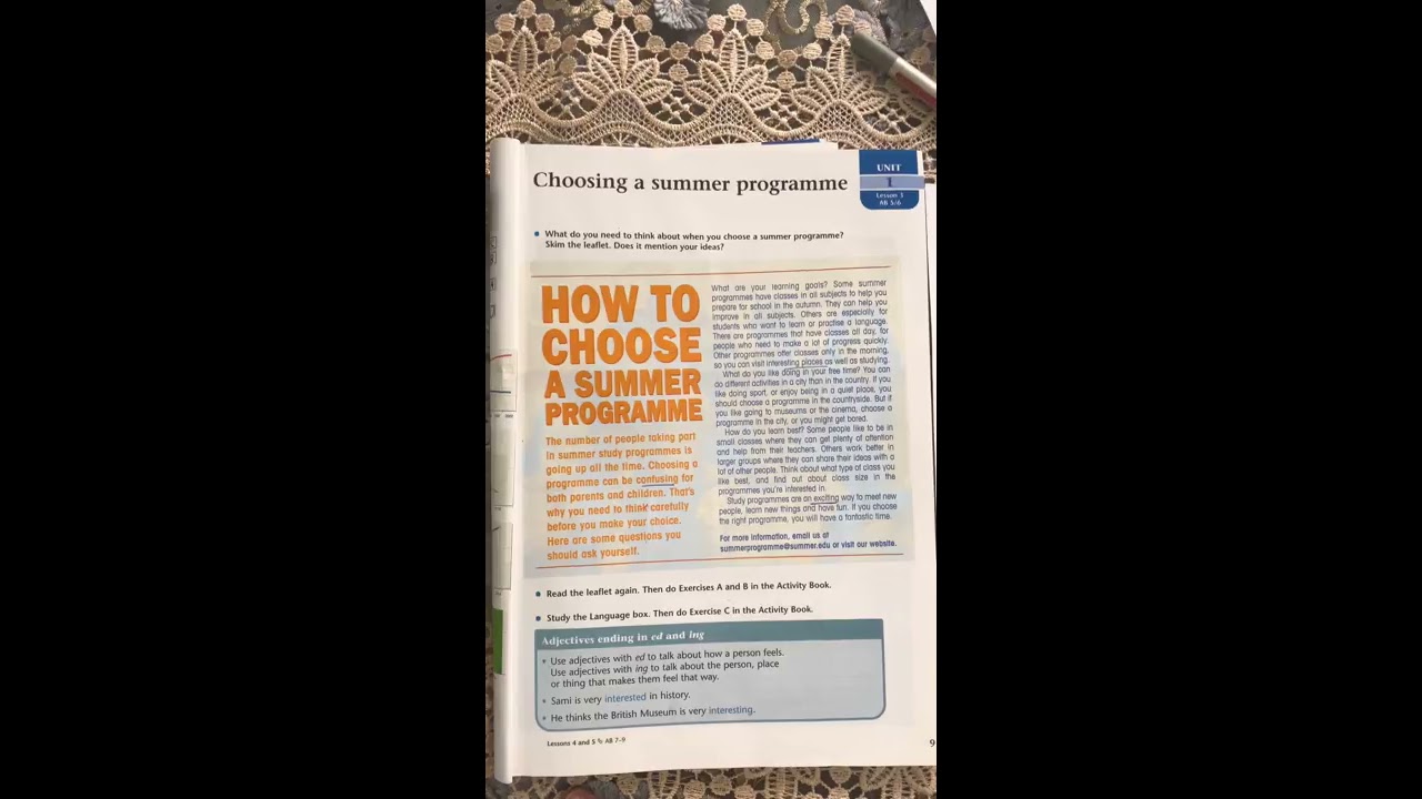U1/L3 Choosing a summer programme - YouTube