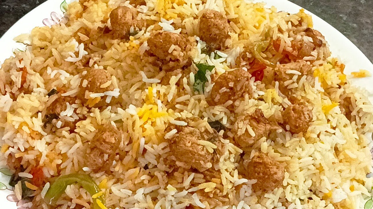 Soya chunks biryani recipe || tasty and delicious recipe - YouTube
