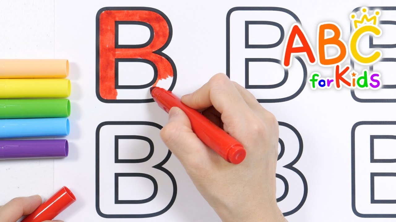 ABC for Kids | learning alphabet B by coloring, pasting | Practice ...