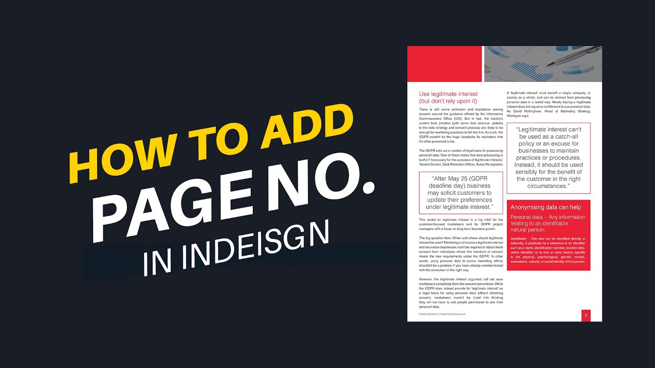 How to add page number in Adobe Indesign - YouTube