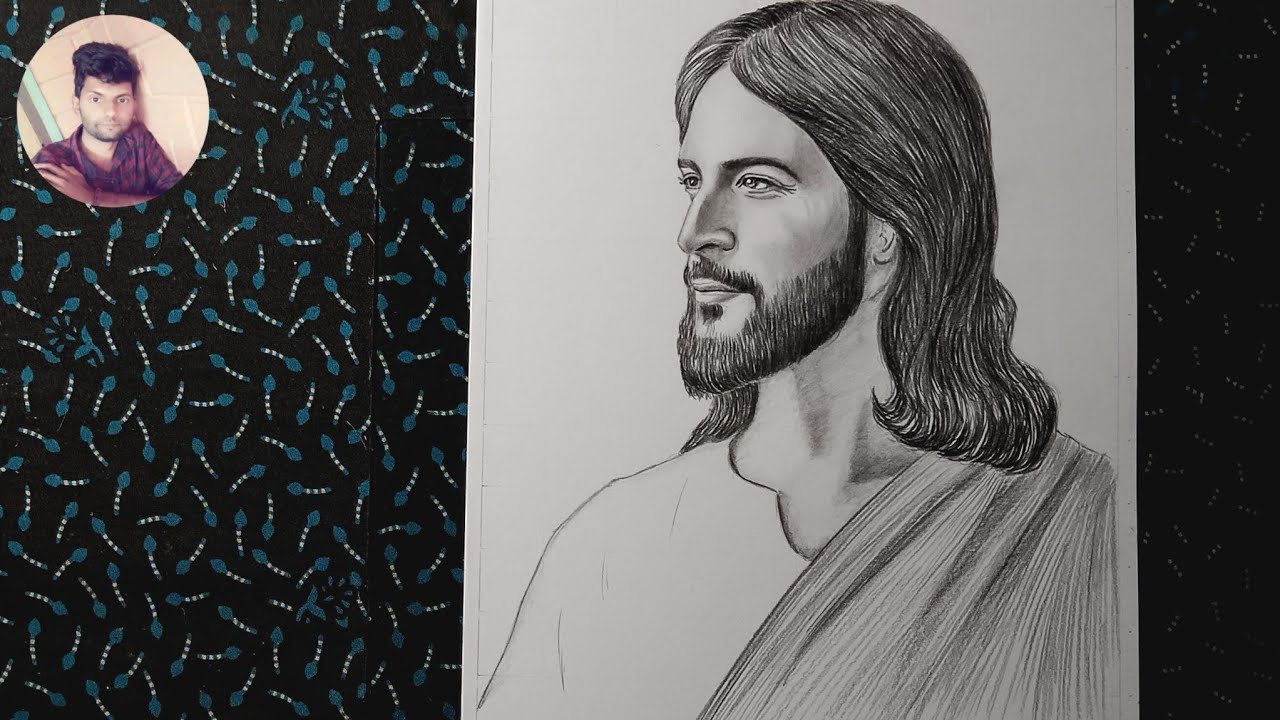 Jesus Drawing Easy / Grid method drawing for Begginers / Arun Art world ...