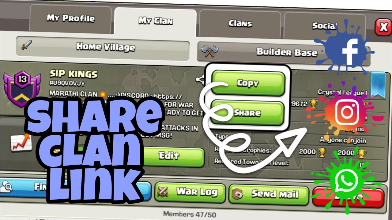 How To Share clan link with friends / social media | Make Your Clan ...