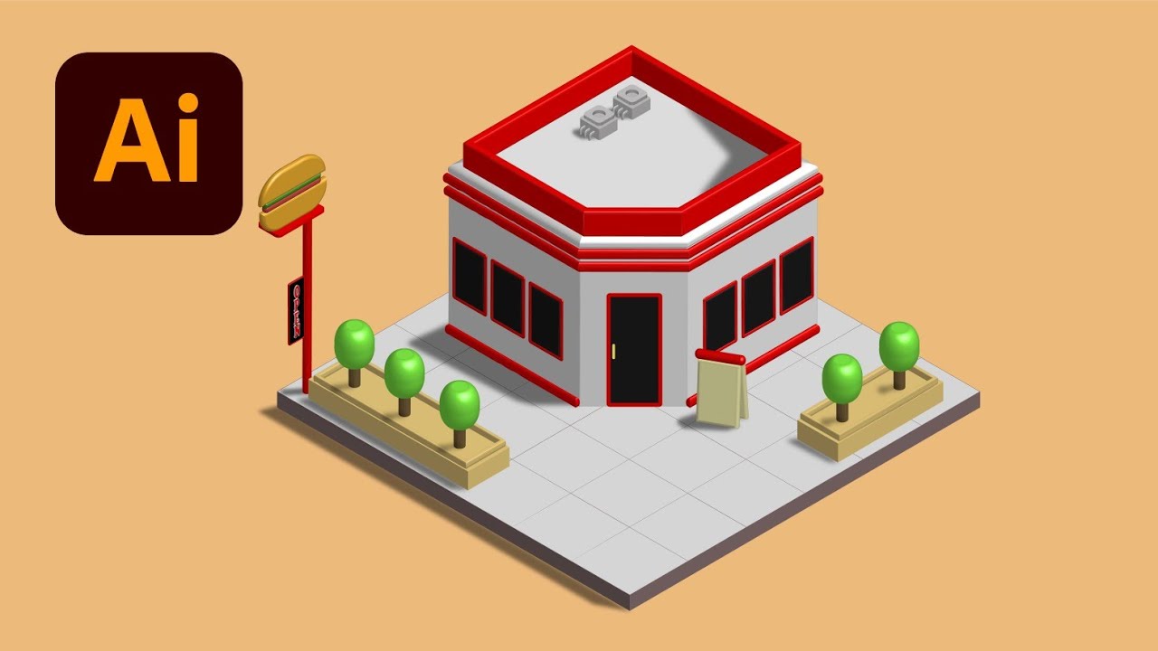 Simple isometric building - Adobe Illustrator Tutorial - YouTube