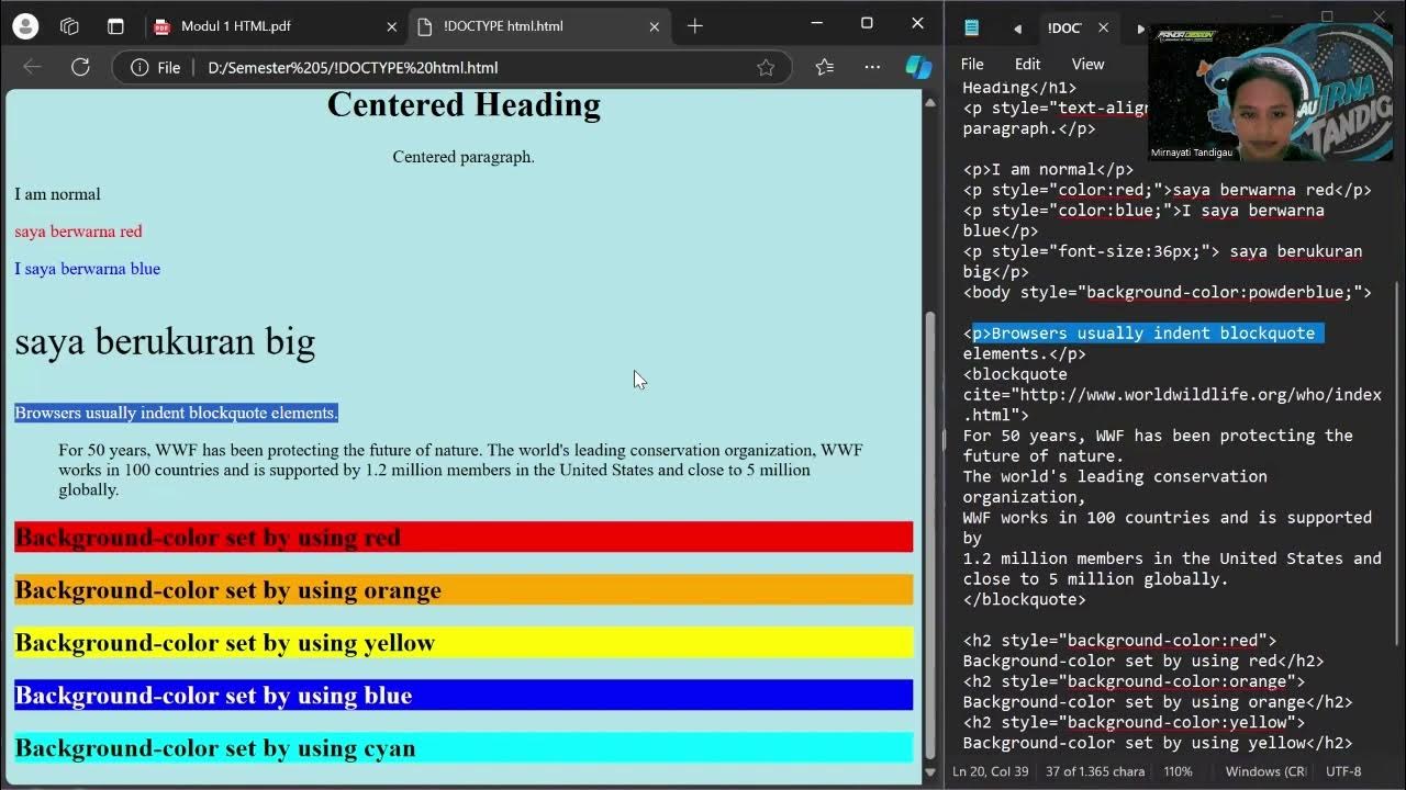 Tugas Modul 1 HTML - Praktikum Sistem Multimedia - Mirnayati Tandigau 220211060367 - YouTube