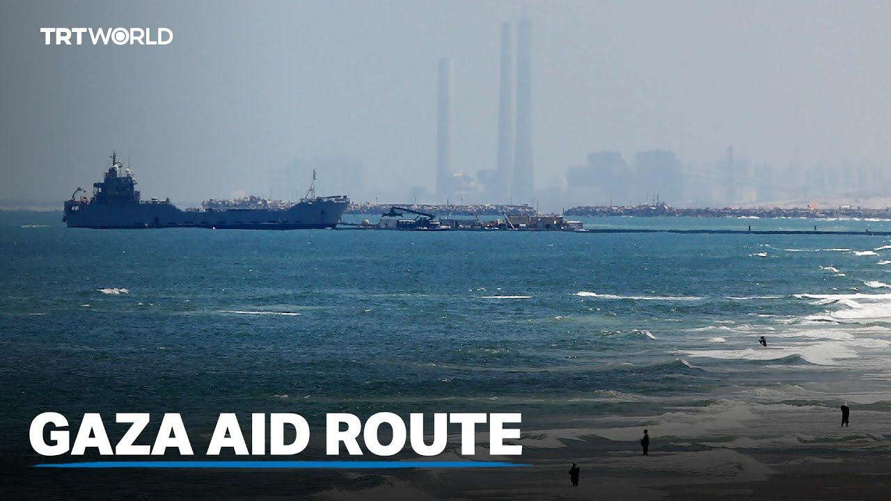 US completes floating pier for Gaza aid - YouTube
