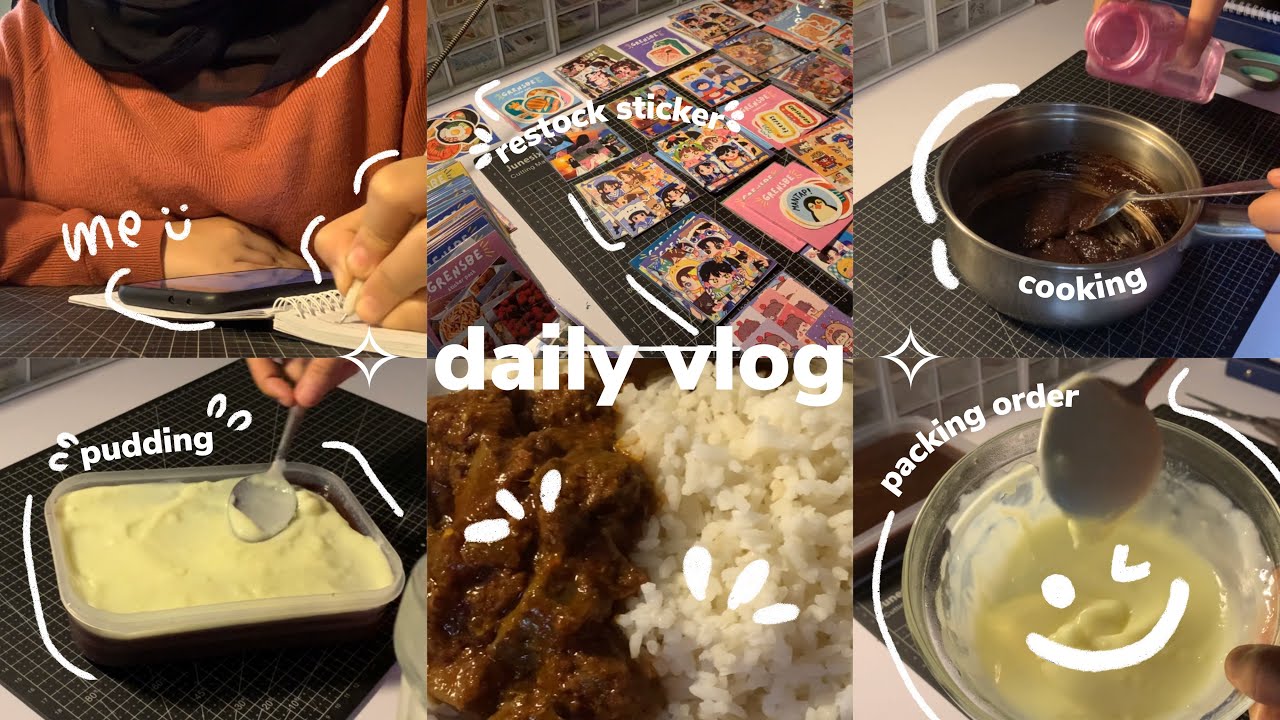 daily vlog ღ : cooking pudding, restock sticker, note, breakfast - YouTube