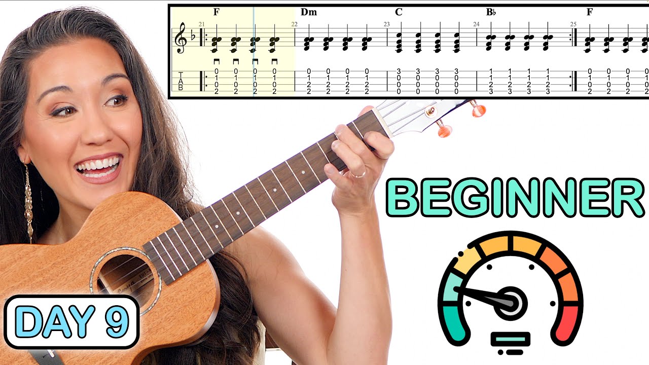 F, Dm, Bb, and C Beginner Ukulele Lesson with Chord Switching Play ...