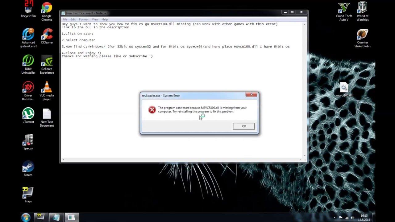 Counter Strike Global Offensive MSVCR100.dll FIX - YouTube