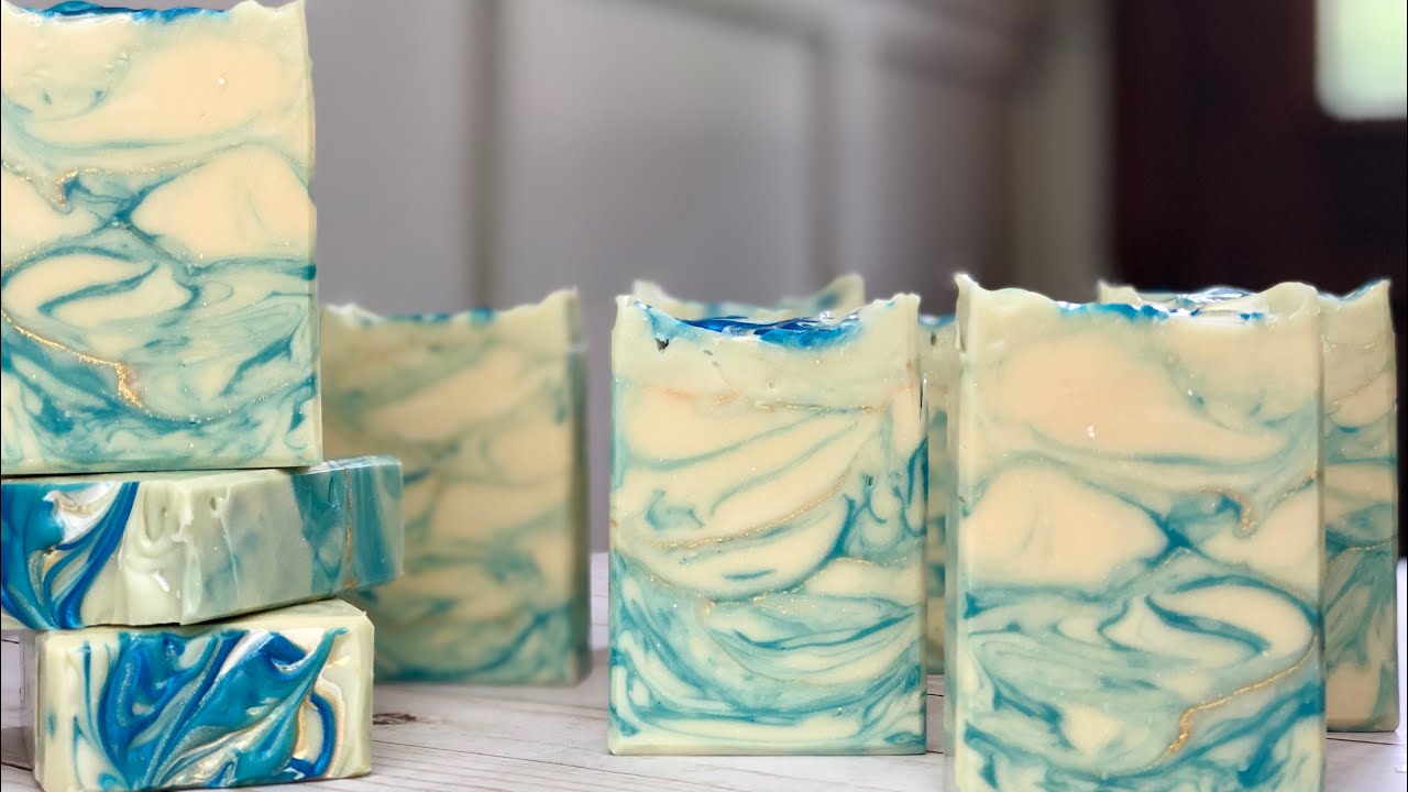 Soap Making and Cutting || Cold Process Soap || Marble Technique ...