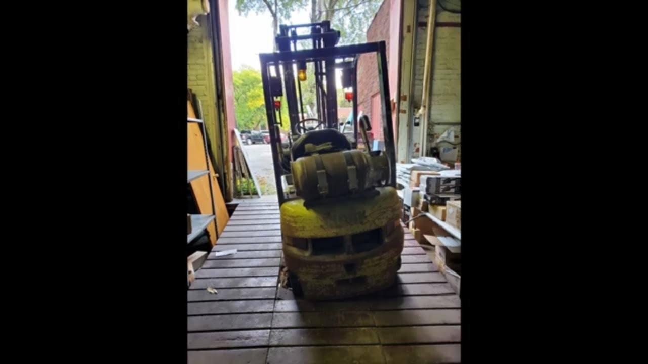 Clark Forklift Falling through wooden ramp - YouTube