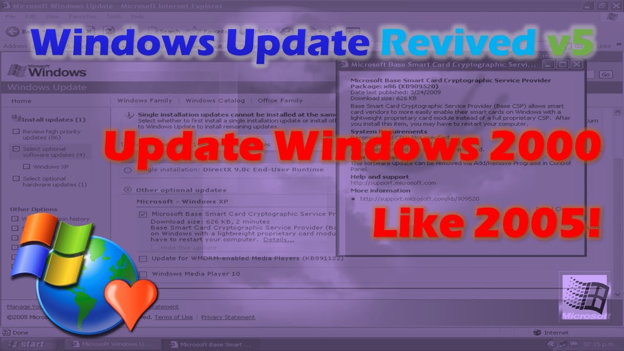 Windows Update Restored v5 on Windows 2000 - YouTube
