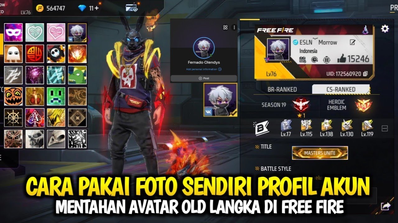 CARA GANTI FOTO PROFIL AKUN FF PILIHAN SENDIRI BISA PAKAI AVATAR OLD ...
