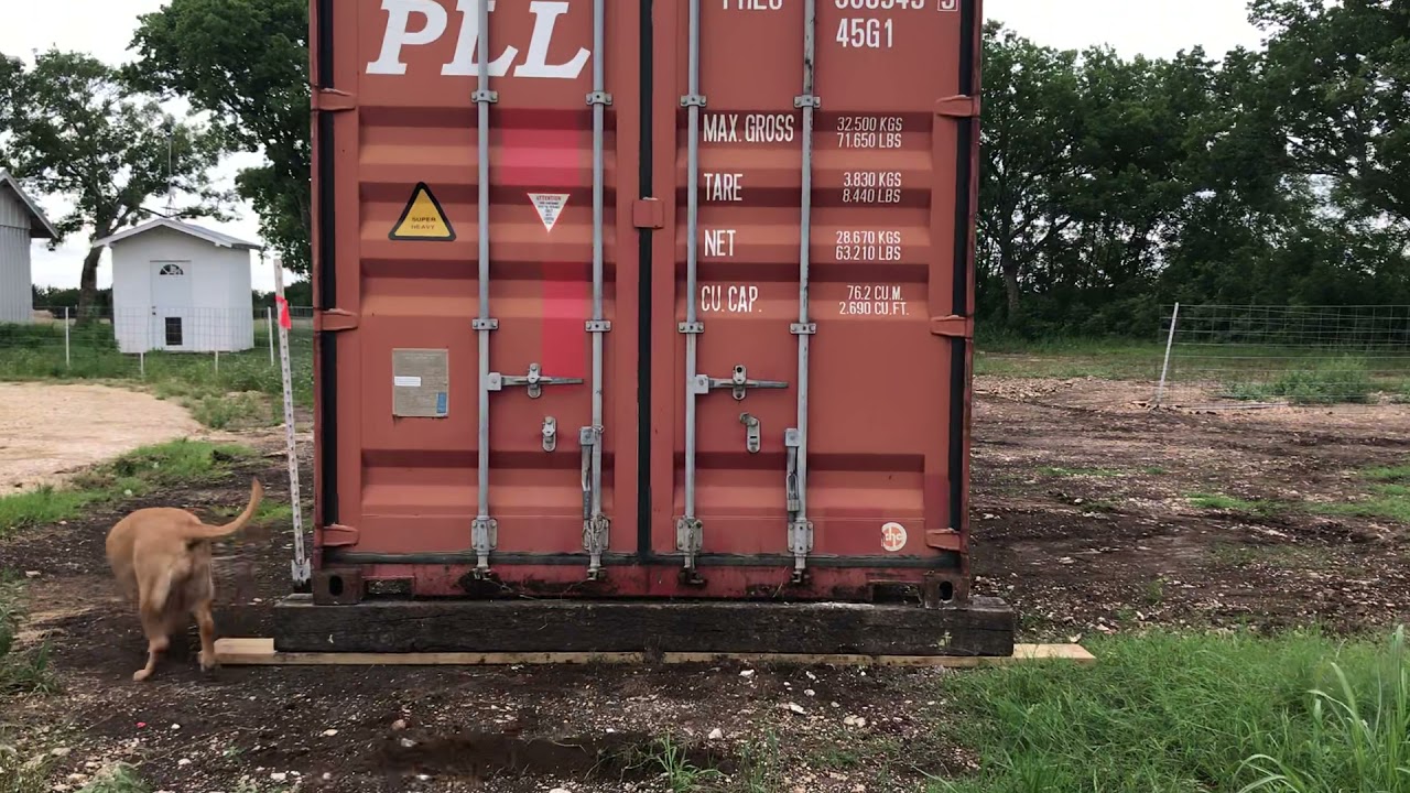 Shipping Container "Shop" up on Railroad Ties - YouTube