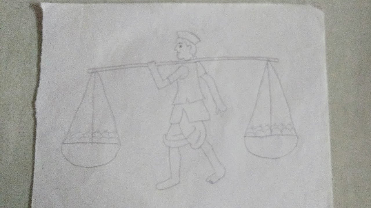 how to draw one man Carry the fruits // Easy drawing // - YouTube