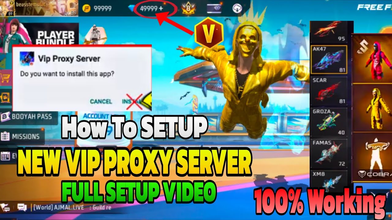 Setup New VIP PROXY Server Free Fire 100% working Full setup unlimited ...