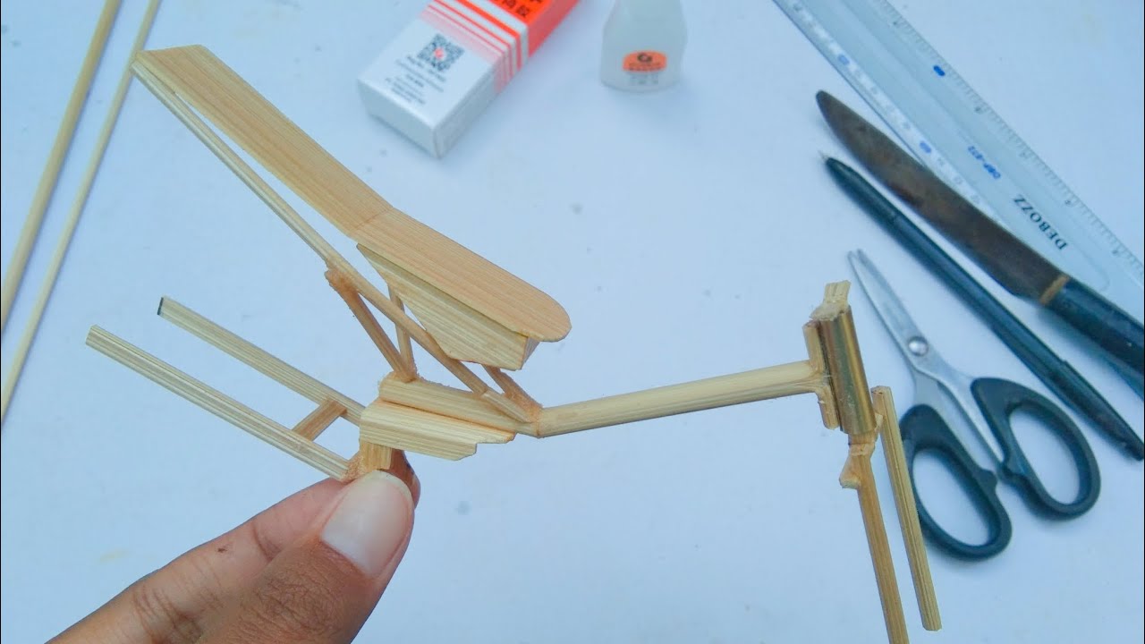 cara membuat rangka miniatur motor drag jupiter ||miniatur dari bambu ...