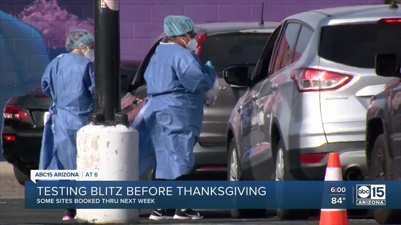 Thanksgiving testing blitz, some sites booked through next week - YouTube