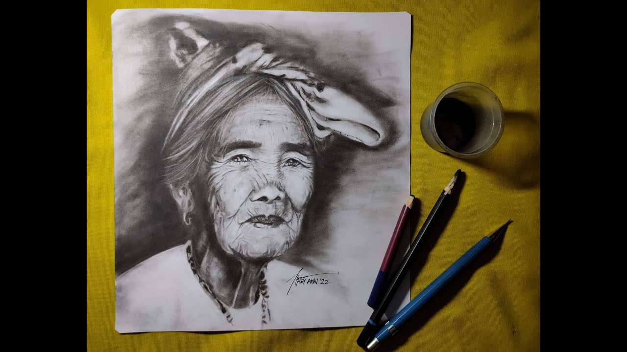 Apo Whang-Od #drawing #satisfying #charcoal #graphite - YouTube