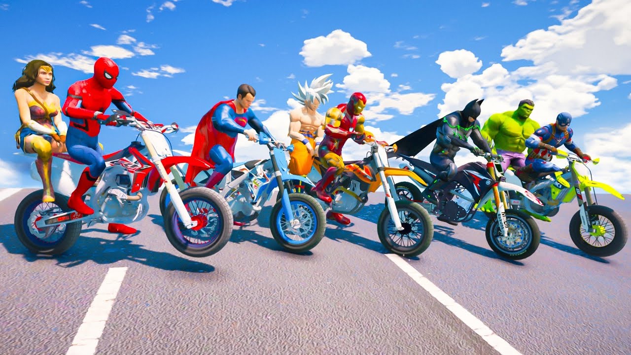 TEAM SPIDER-MAN MOTORBIKE RAMP CHALLENGE - EXTREME RAMP ON UNDERGROUND ...