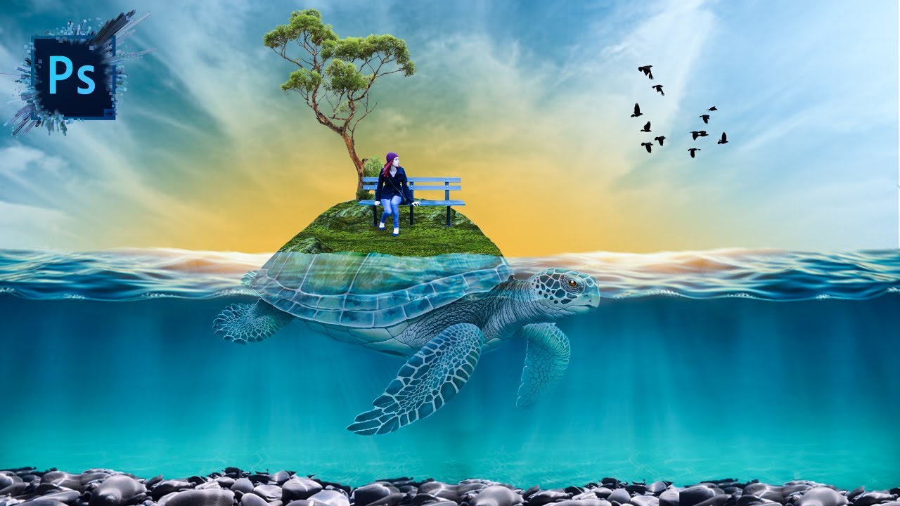 Photoshop Tutorial - Turtle Ride Photo Manipulation || Underwater ...