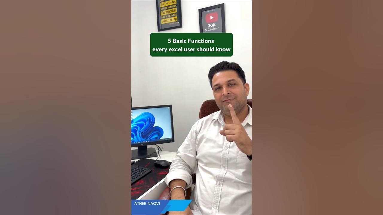 5 Basic Functions Every Excel User Should Know Exceltips Ytshorts Excelshorts Youtube